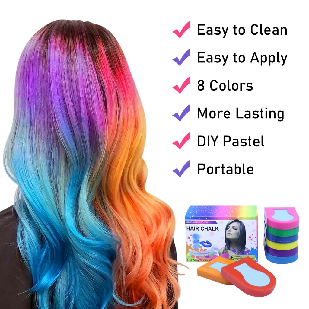 Hair Chalk Powder Pinkou Hair Dye Color Temporary Bright Hair Chalk Set ...